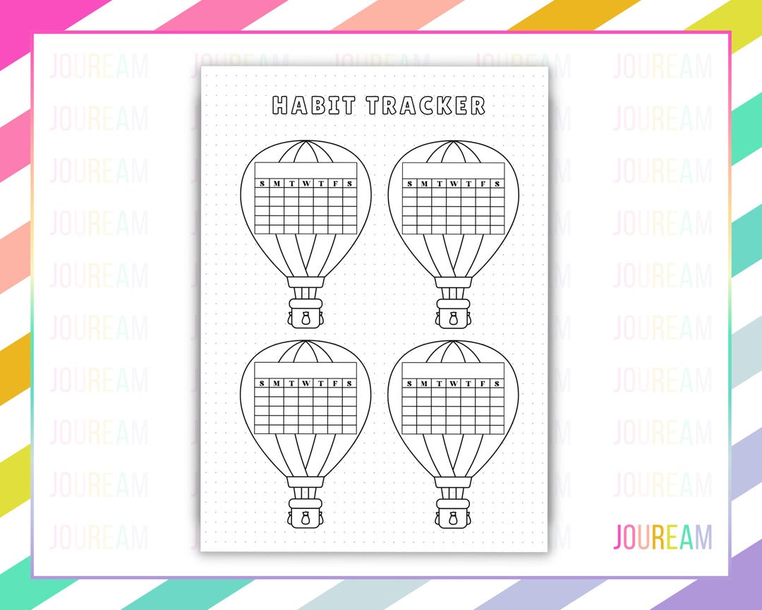 Hot Air Balloon Habit Tracker, Summer Habit Tracker, Habit Tracker ...