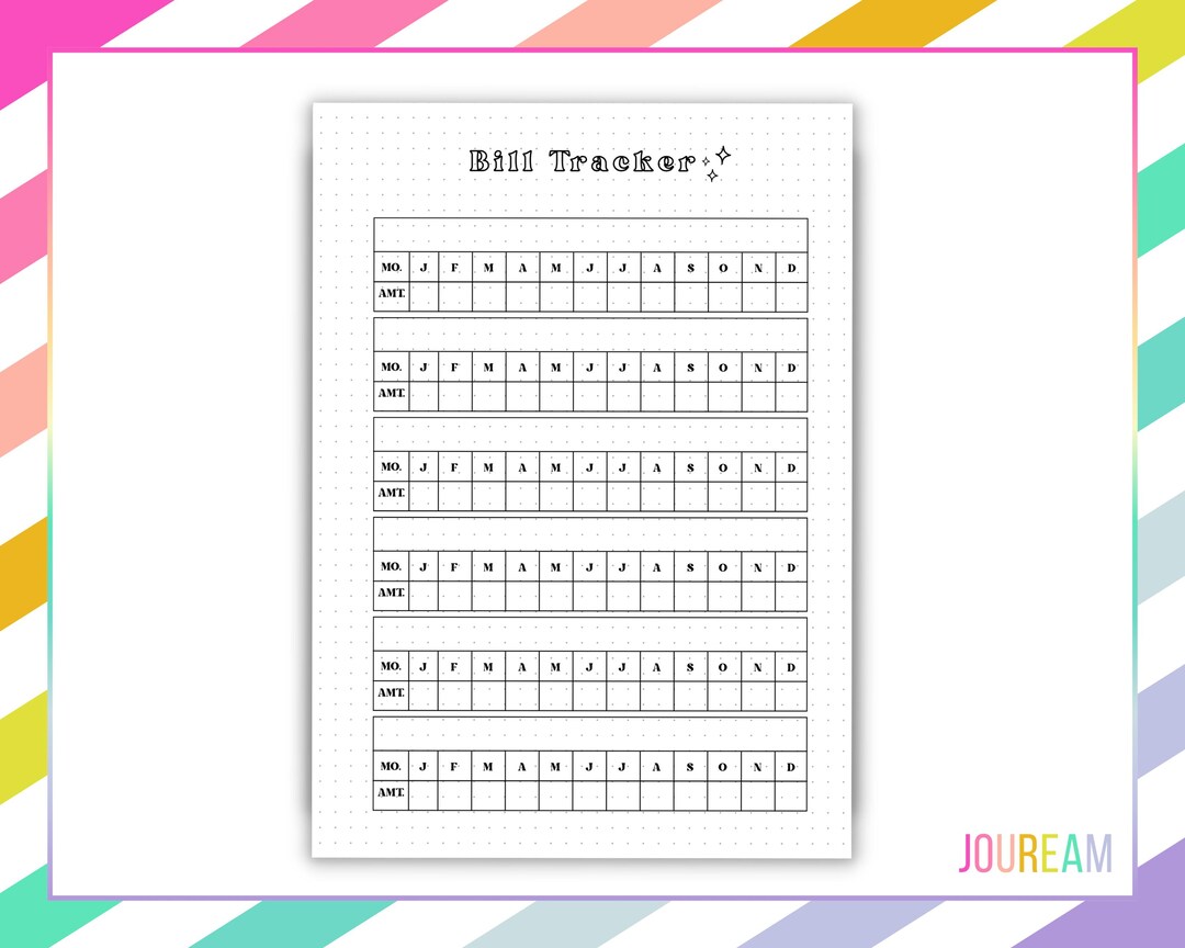 Bill Tracker, Dotted Bill Tracker, Expense Tracker, Budget Planner ...