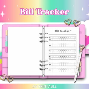 Bill Tracker, Dotted Bill Tracker, Expense Tracker, Budget Planner ...