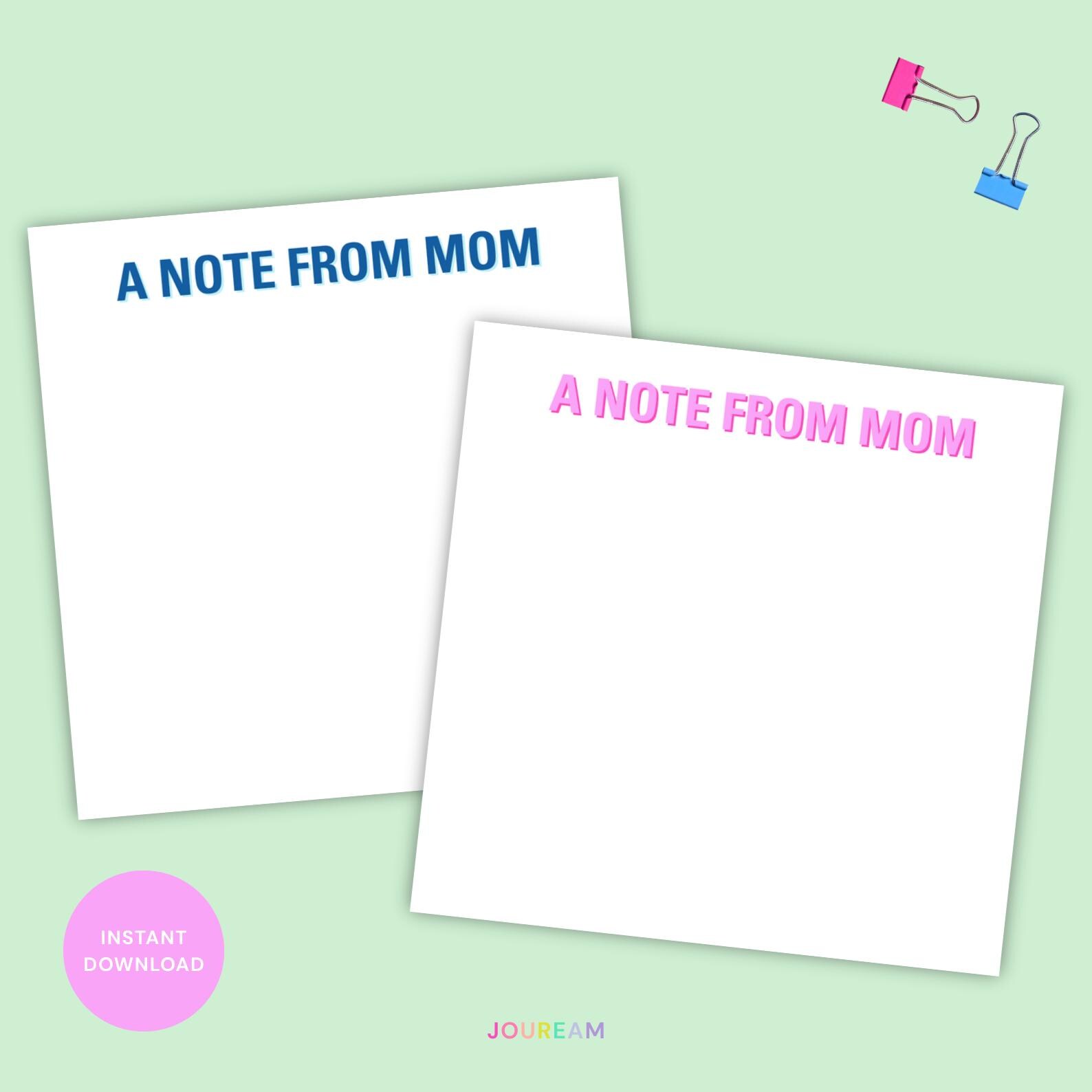 Printable Blank Lunch Notes for Kids: Write Your Own Message (digital ...