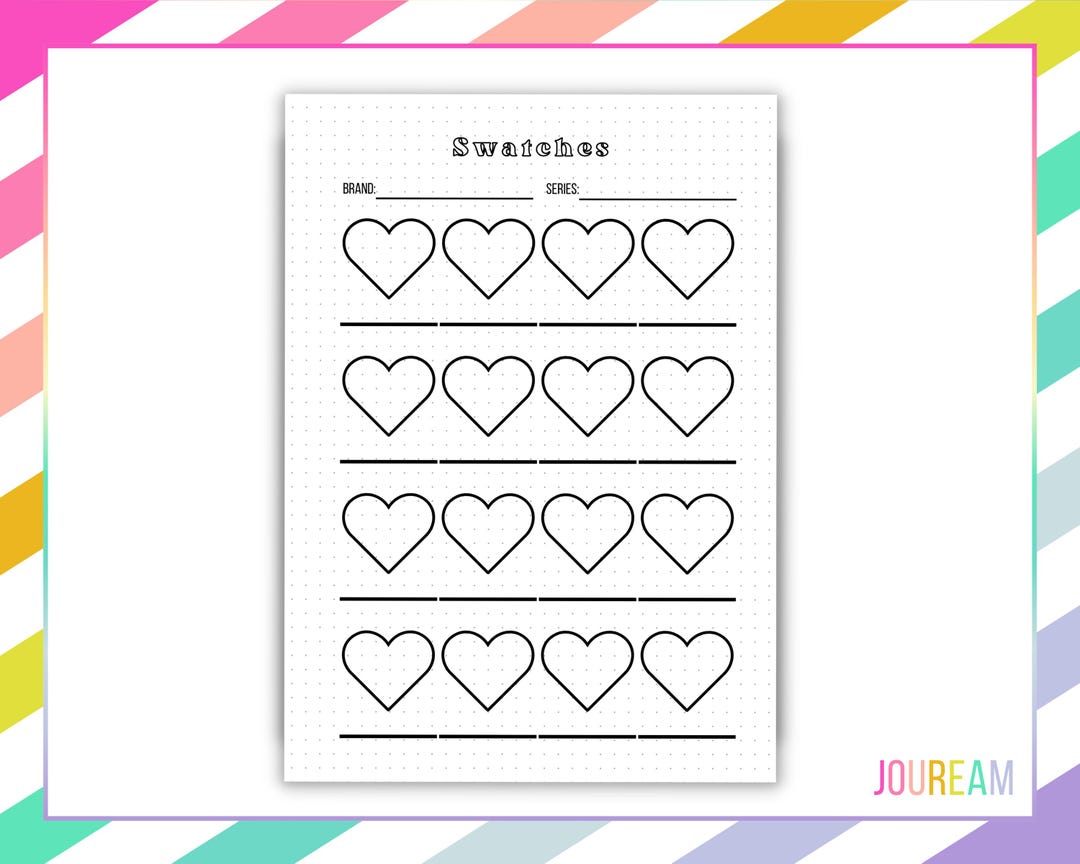 Marker Swatches, Swatch Page, Pen Test, Glitter Pen Test Page, Gel Pen ...