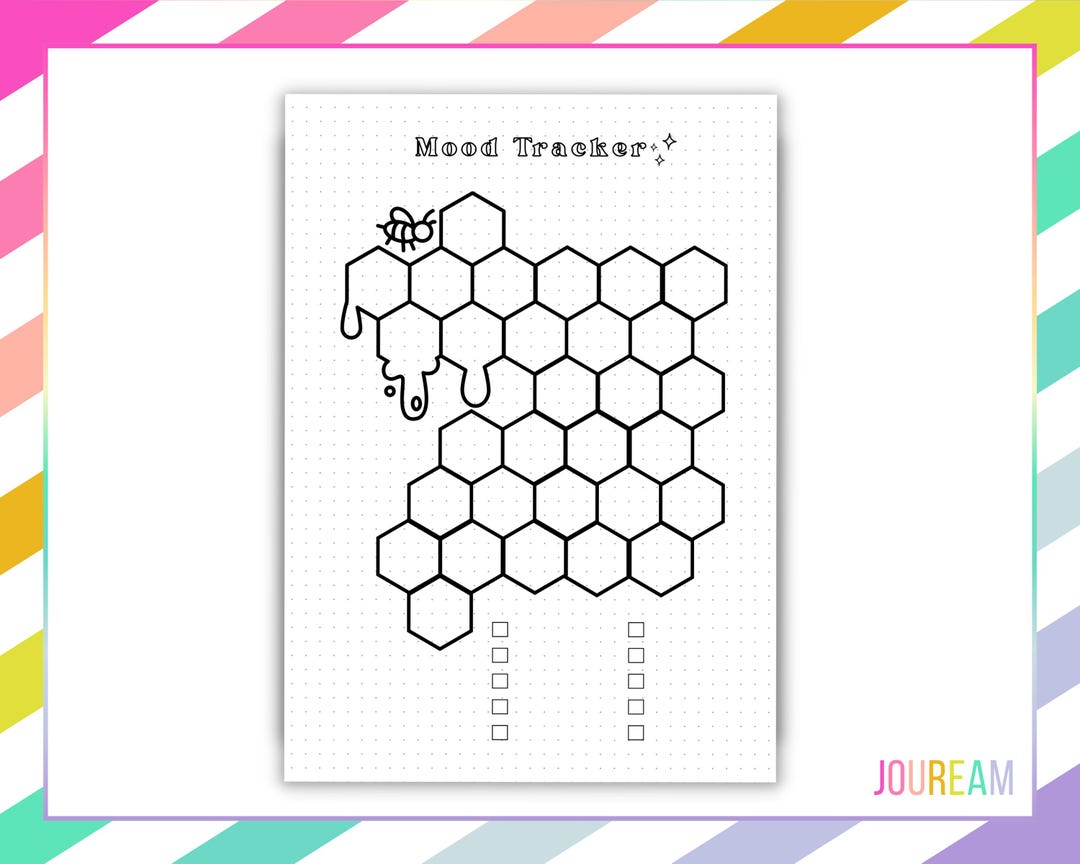 Spring Mood Tracker, Bee Mood Tracker, Honeycomb Coloring Mood Tracker ...