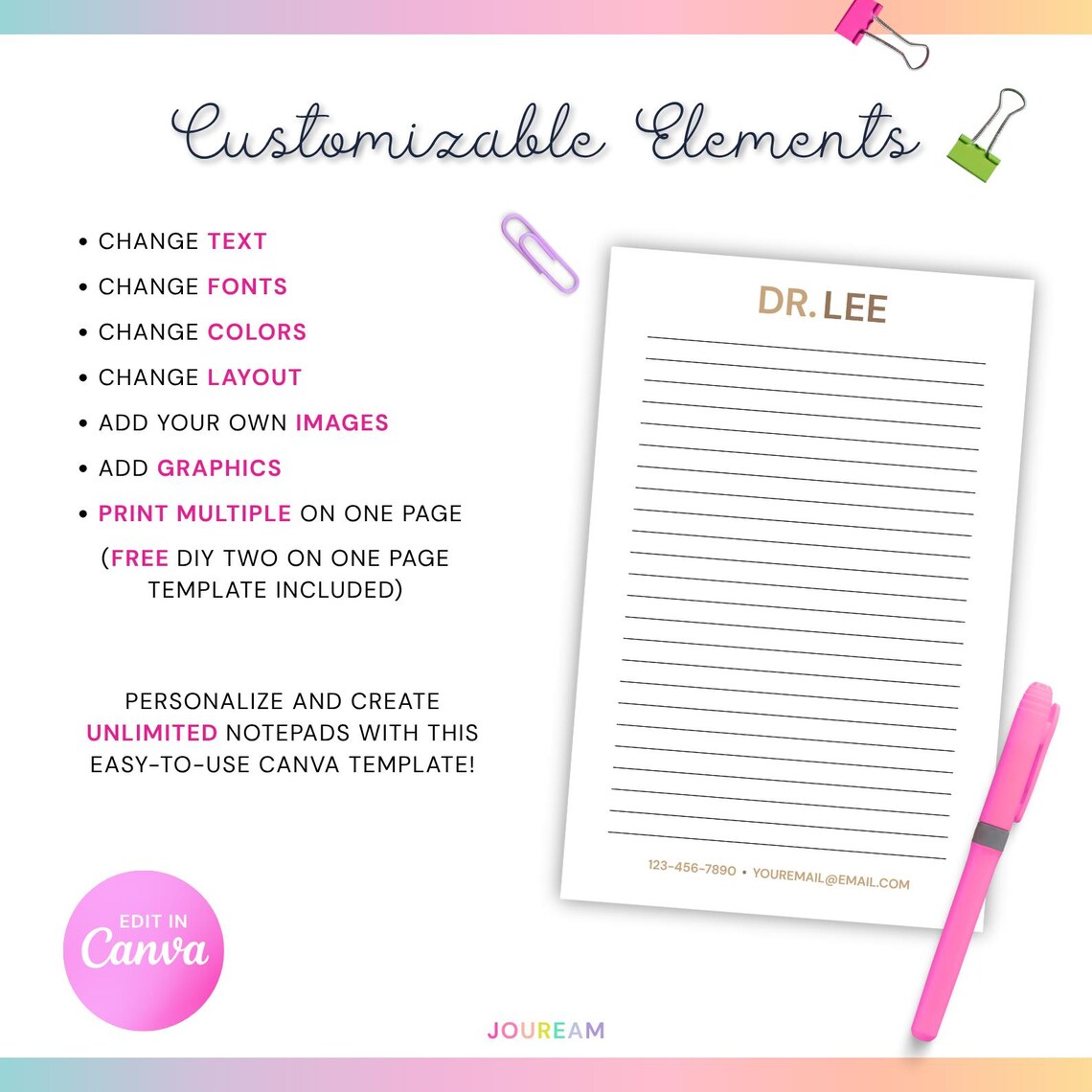 Customizable Doctor Notepad Template: Medical Office Stationery ...