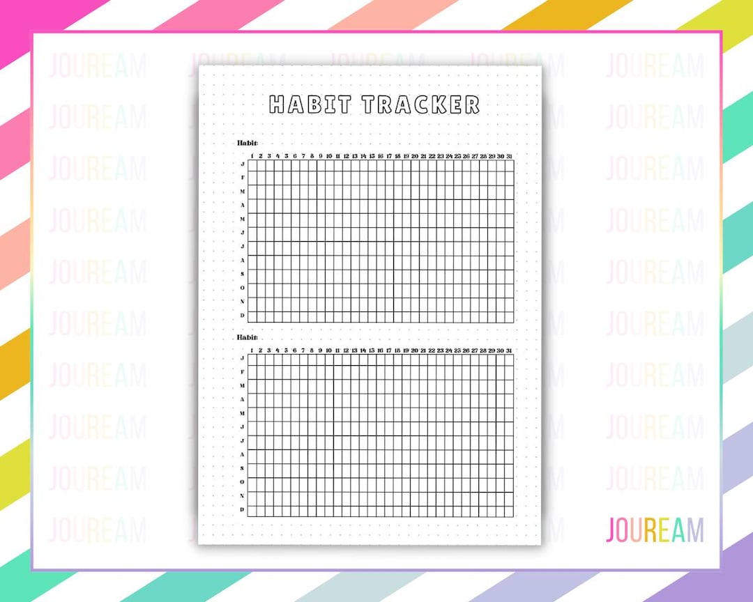 Habit Tracker Horizontal, Yearly Routine Tracker, Daily Habits, Habits ...