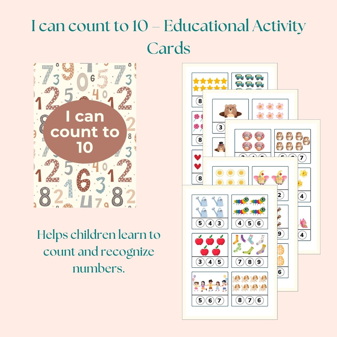 Count to 10 – Educational Activity Cards for Kids | Learning Numbers ...