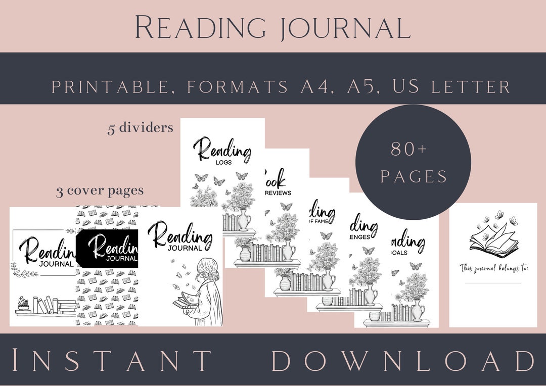 Printable Reading Journal | Digital Download | Available in A4, A5, and ...