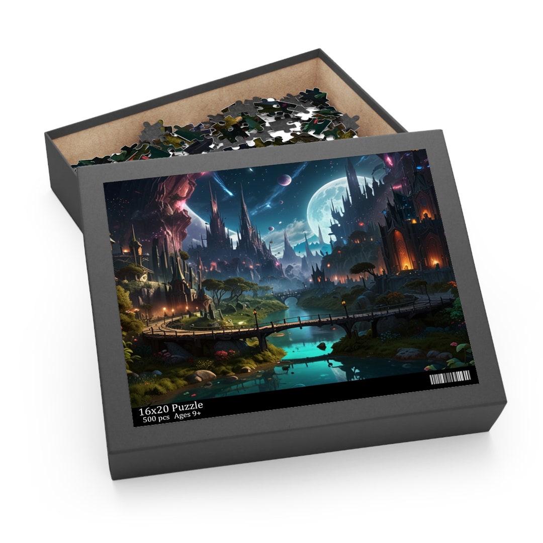 Puzzle Futuristic Medieval World With Space View - Etsy