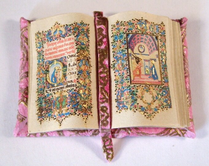 Miniature Book Medieval Gold Illuminated Open Book Ooak Pink - Etsy