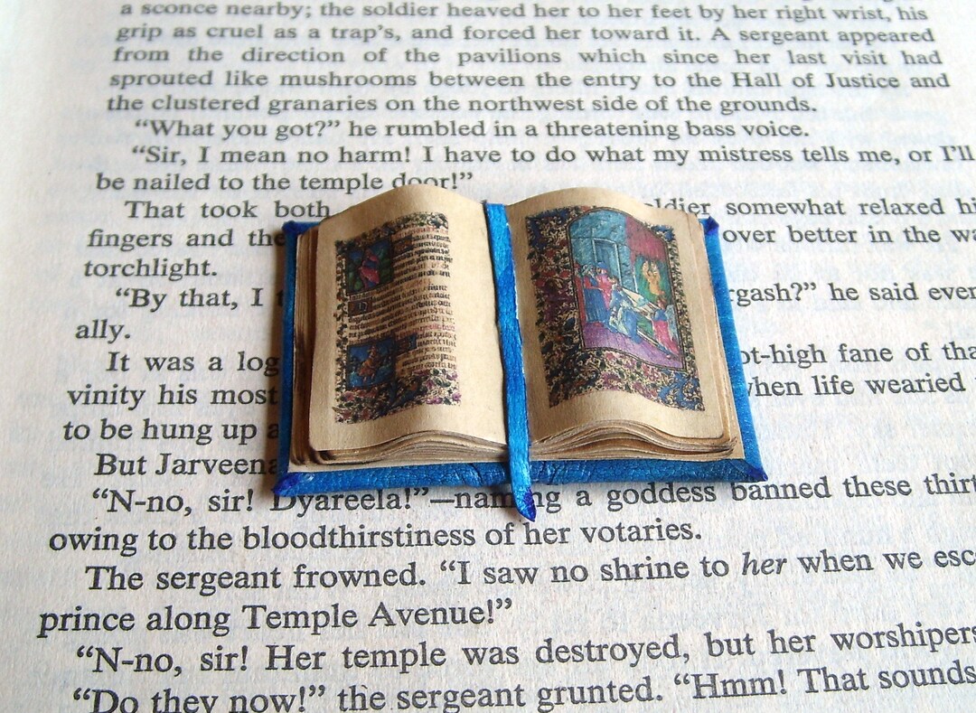 Miniature Book Medieval Gold Illuminated Open Book Ooak - Etsy