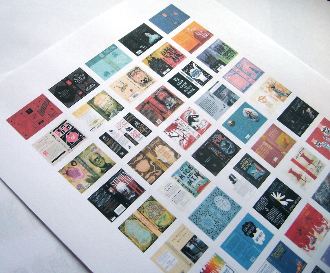 Fiction Set 2 Set of 45 Miniature Book Covers 1:12 Scale Downloadable ...