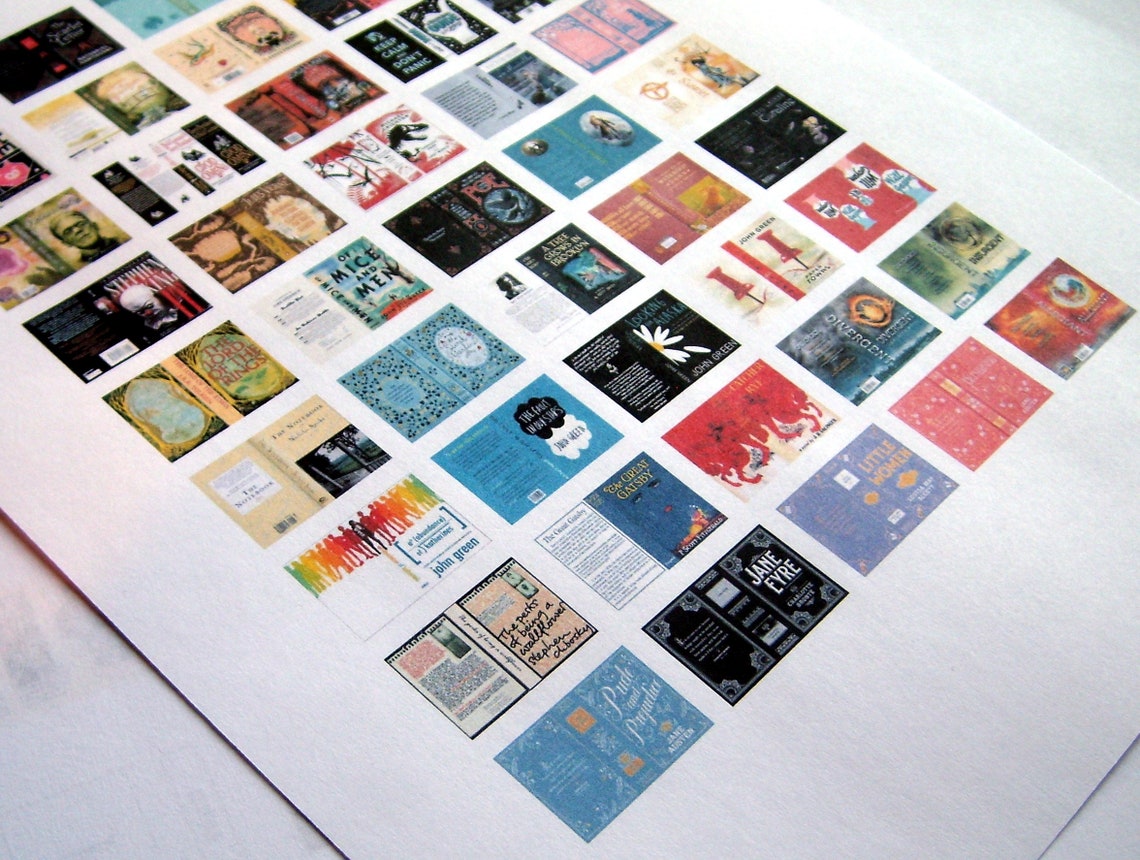 Fiction Set 2 Set of 45 Miniature Book Covers 1:12 Scale Downloadable ...