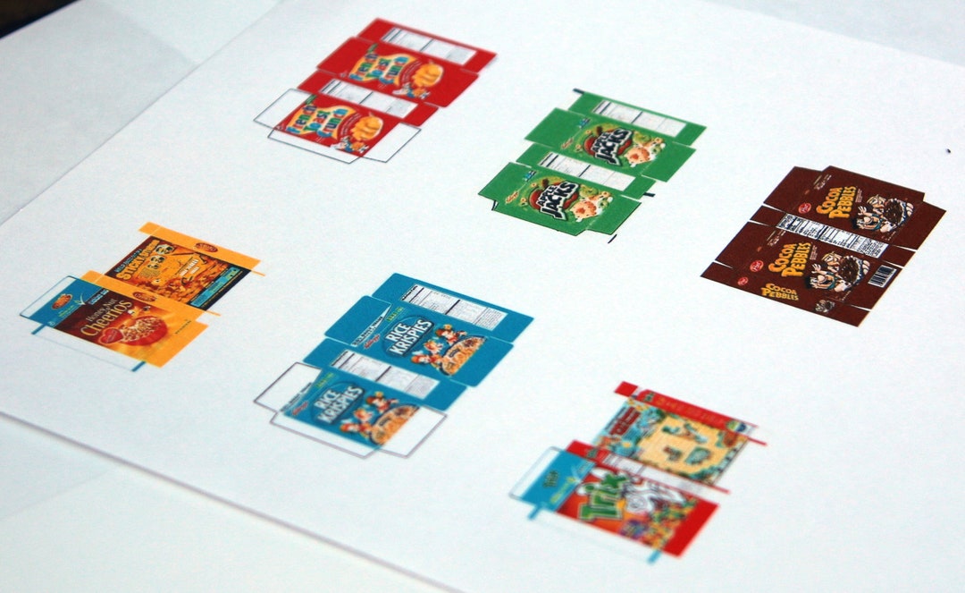 Set of 6 Printable Miniature Cereal Boxes 1:12 Scale Downloadable ...