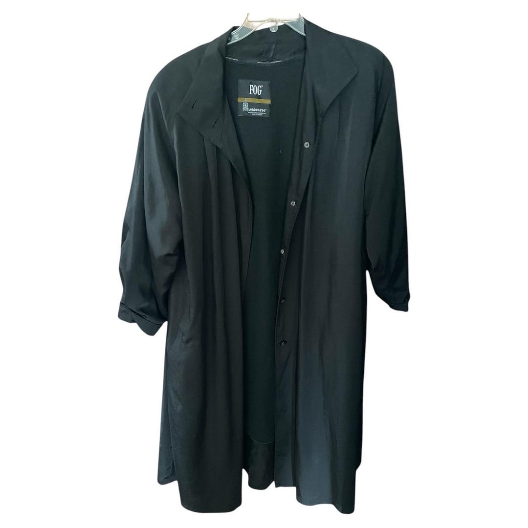 Vintage 70s Black Beltless Zip Out Liner London Fog Long Trench Coat ...