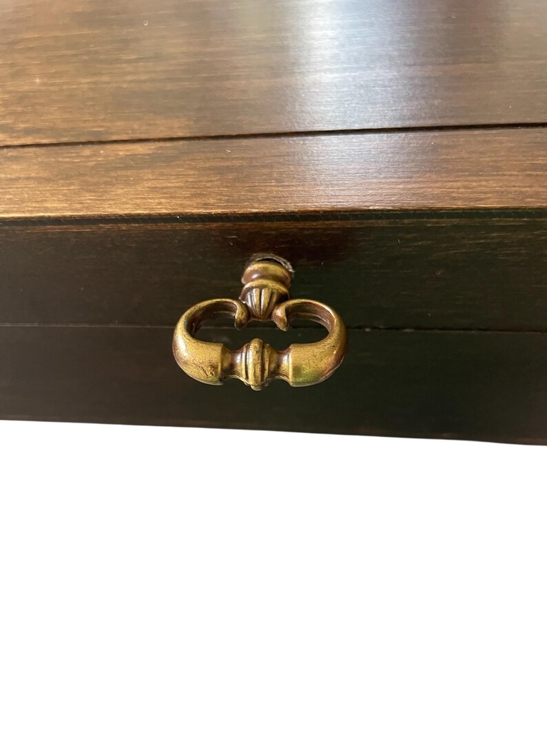 Vintage Mid-century Modern Janel Dark Wood Green Felt Lined Tarnish ...