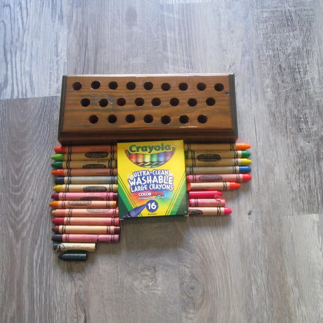 Vintage 1980s Wooden Jumbo Crayon Holder Caddy Crayola Crayons - Etsy