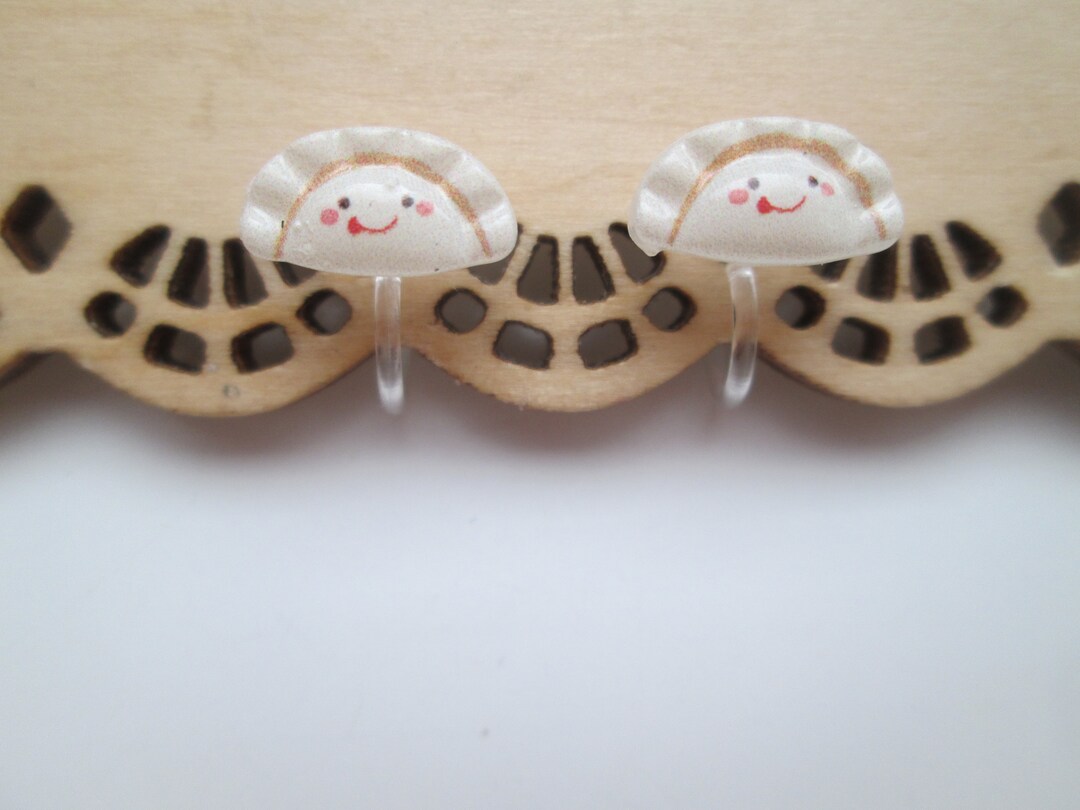 Kawaii Smiling Dumpling Invisible Clip on Earrings No Pierce Studs Fake ...