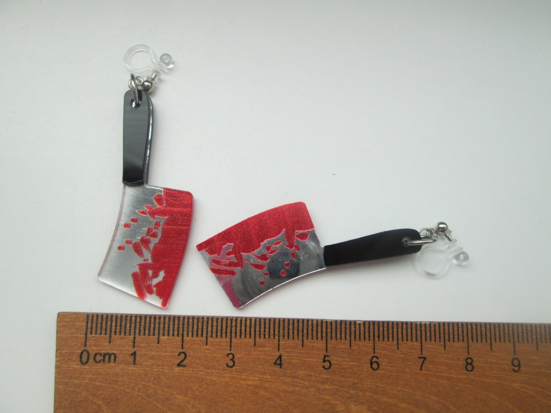 Shiny Kitchen Cleaver Earrings: Clip on or Pierced Options - Etsy