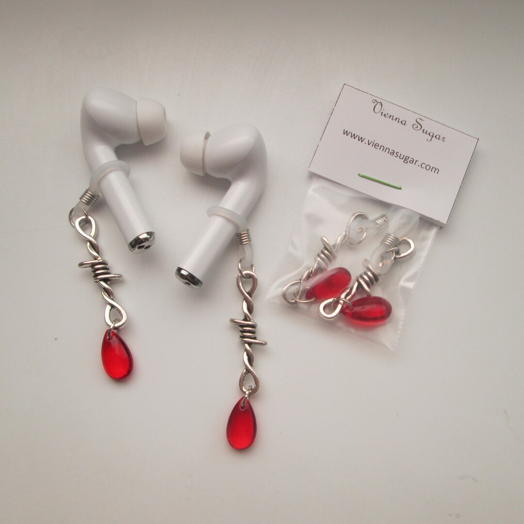 Barbed Wire and Red Teardrop Glasses or Wireless Headphone Charms - Etsy