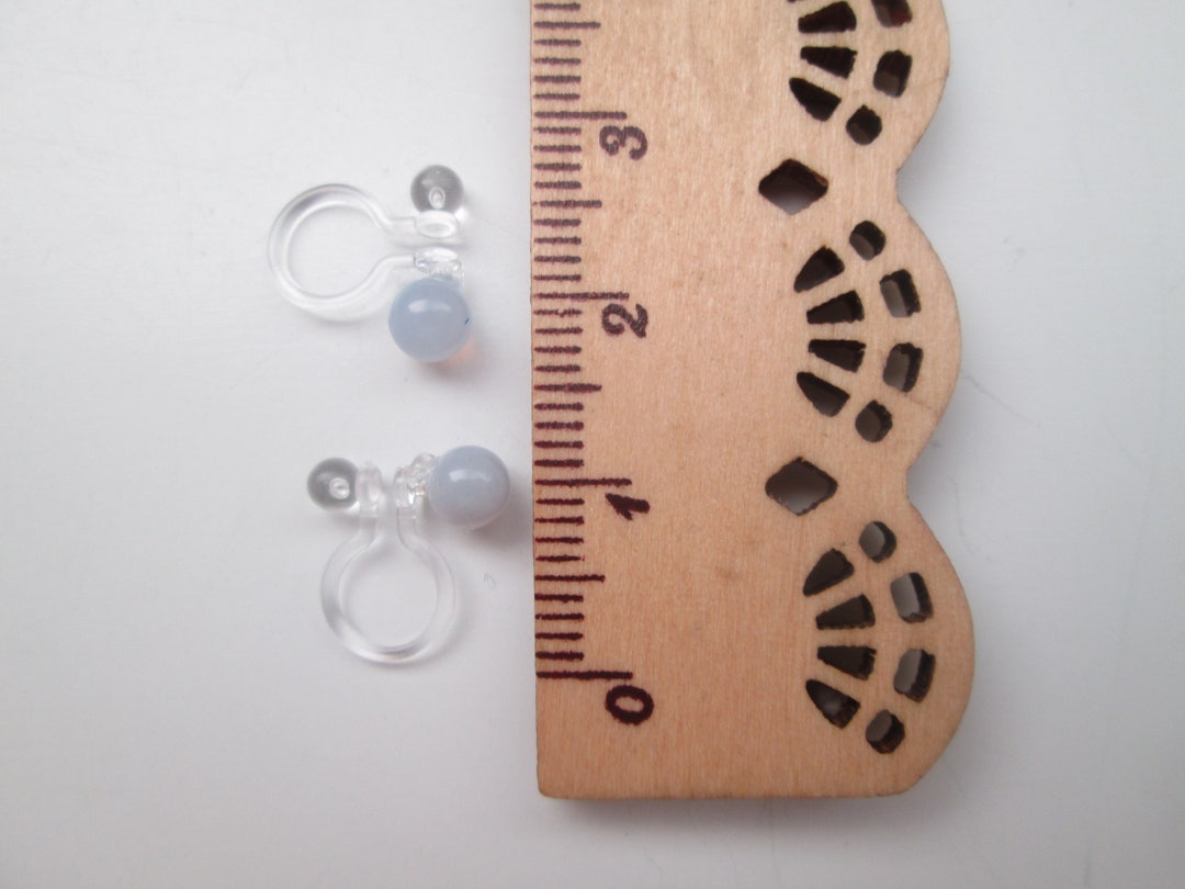 4 Mm Blue Lace Agate Metal Free Invisible Clip on Earrings With ...