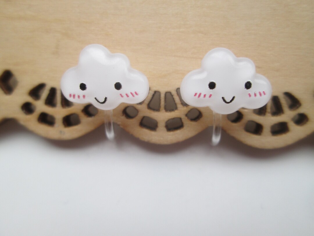 Resin Smiling Cloud Invisible Clip on Earrings With Comfortable Clear ...