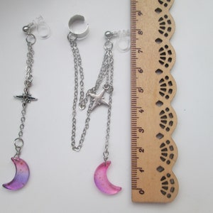 Celestial Moon & Star Theme Connected Ear Cuff Chain With Crescent Moon ...