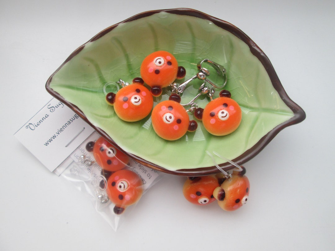 Cute Teddy Bear Bread Bun Invisible Clip on Earrings Hinge Back or ...