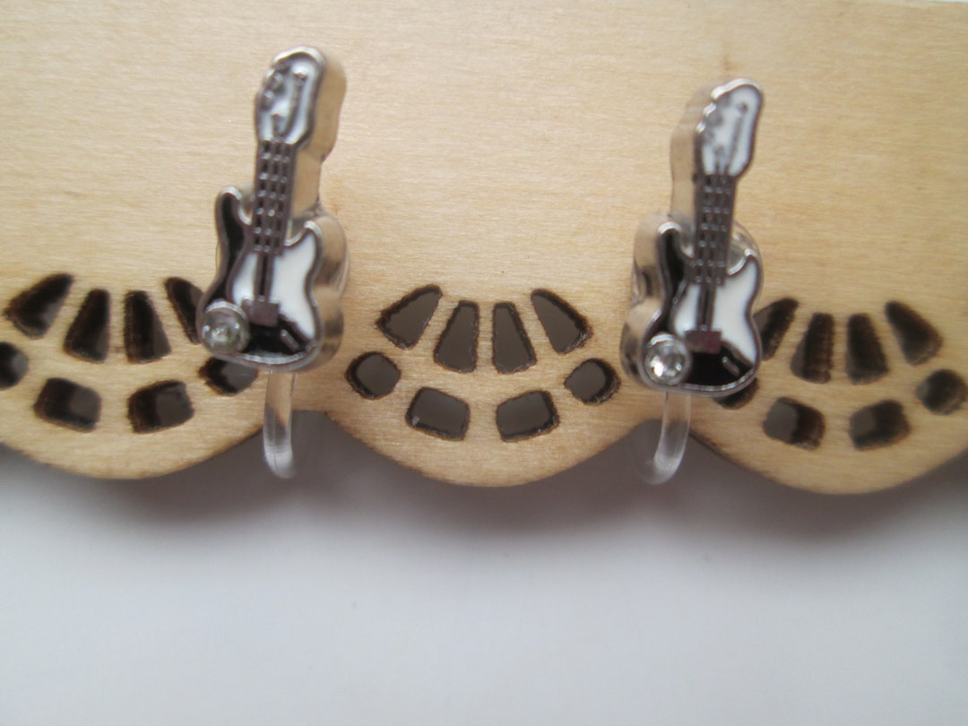 Tiny Black and White Rock N Roll Electric Guitar Invisible Clip on ...