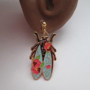 Cicada Insect Invisible Clip on Earrings With Hinge Back Metal or Metal ...