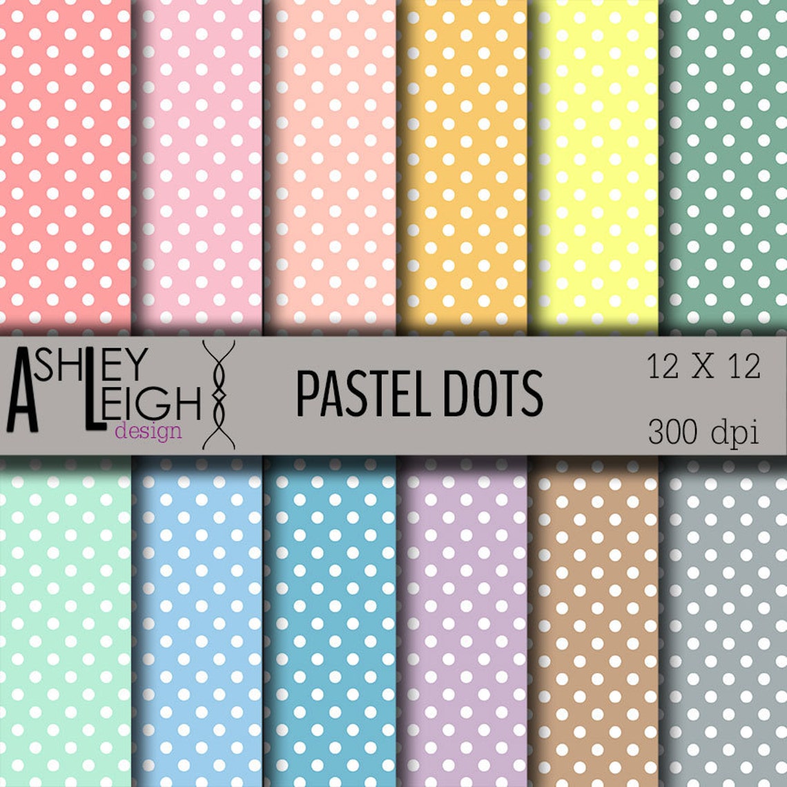 99 CENT SALE Pastel Digital Paper With Dots Digital Paper Pack Pink ...