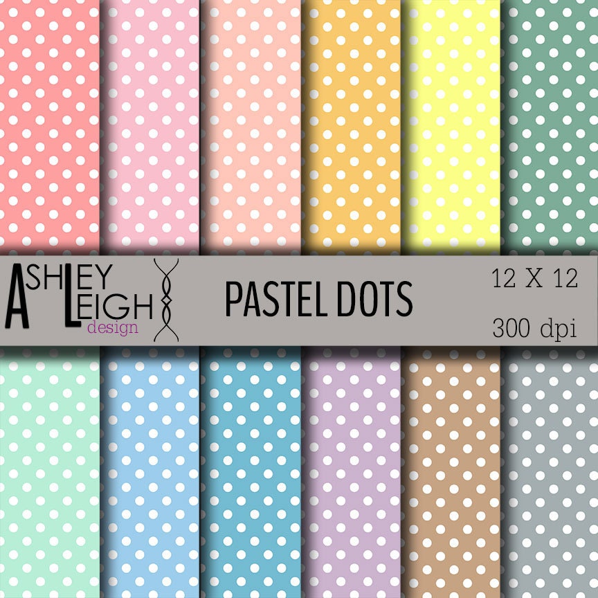 99 CENT SALE Pastel Digital Paper With Dots Digital Paper Pack Pink ...