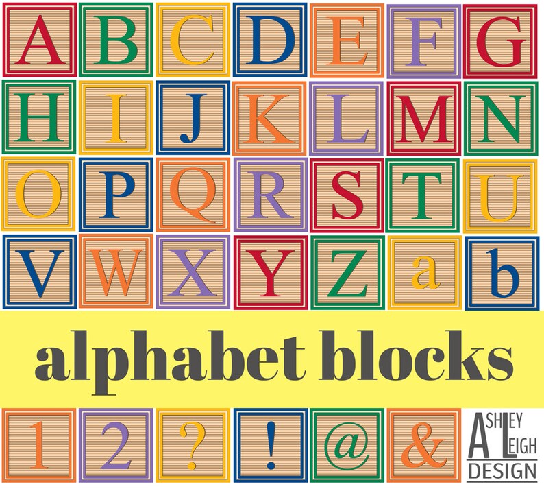 Alphabet Block Clipart, Alphabet Clipart, Primary Colors Set of 68 ...