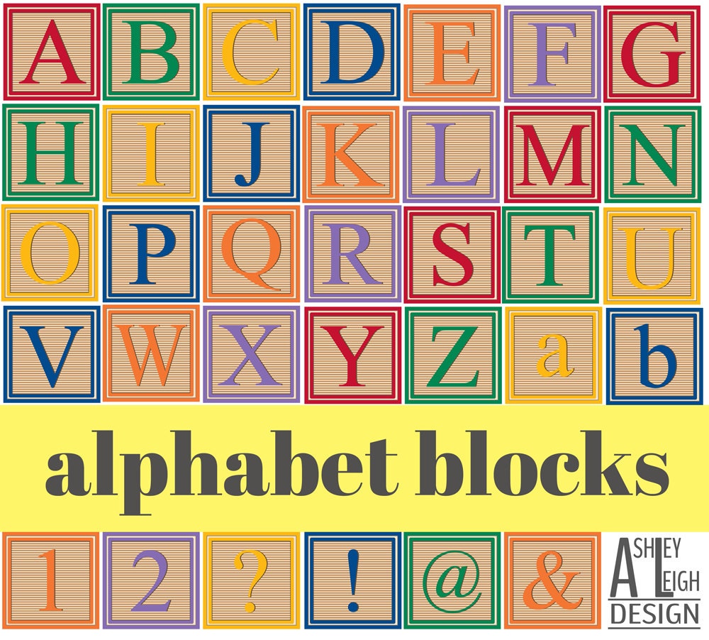 Alphabet Block Clipart, Alphabet Clipart, Primary Colors Set of 68 ...