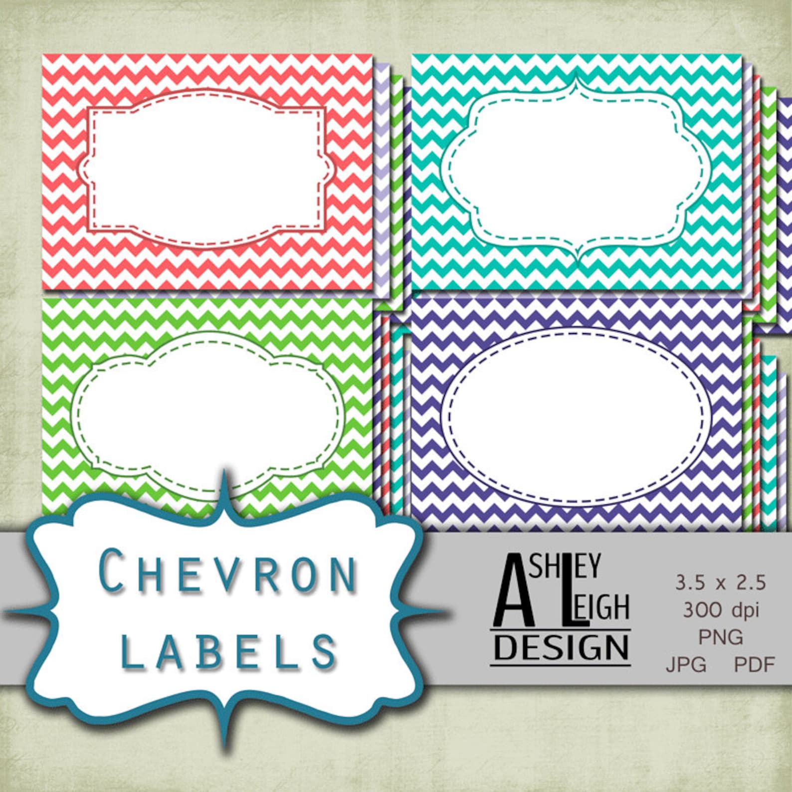 Printable Labels, Chevron Labels, Summer Colors, Journaling Cards ...