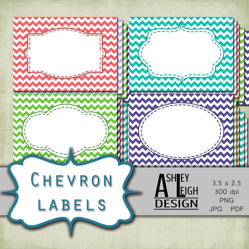 Printable Labels, Chevron Labels, Summer Colors, Journaling Cards ...