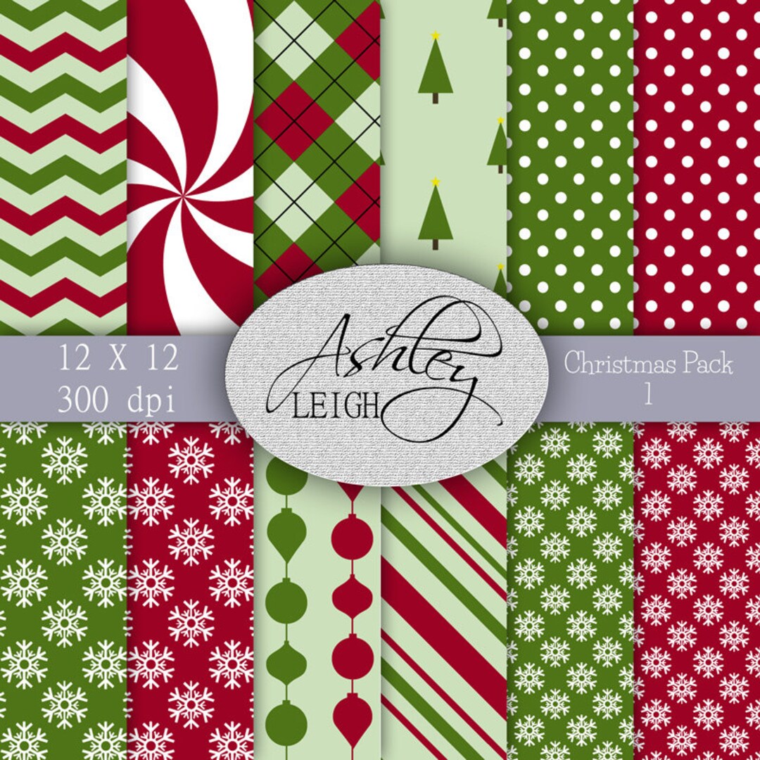 Christmas Digital Paper Pack 12 Sheets 300 Dpi 12 X 12 Hi Res JPG ...