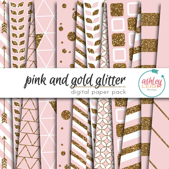Pink and Gold Glitter Digital Paper Pack Printable Digital | Etsy