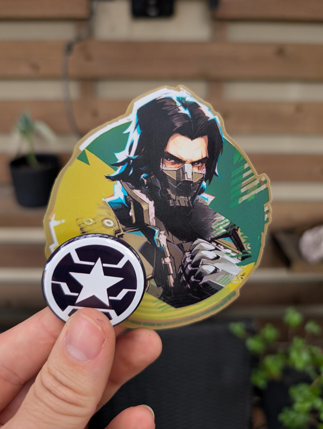 Marvel Rivals Winter Soldier Bucky Barnes Spray Sticker and Button Pin ...