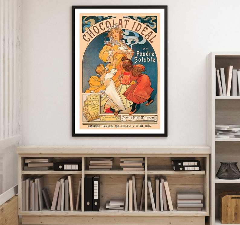 Chocolat Ideal Vintage Canvas Roll Poster by Alphonse Mucha Food&drink ...