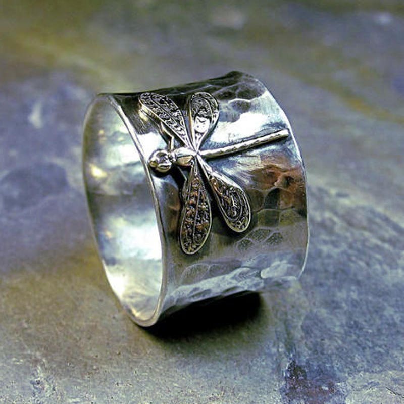 Silver Dragonfly Ring - Etsy