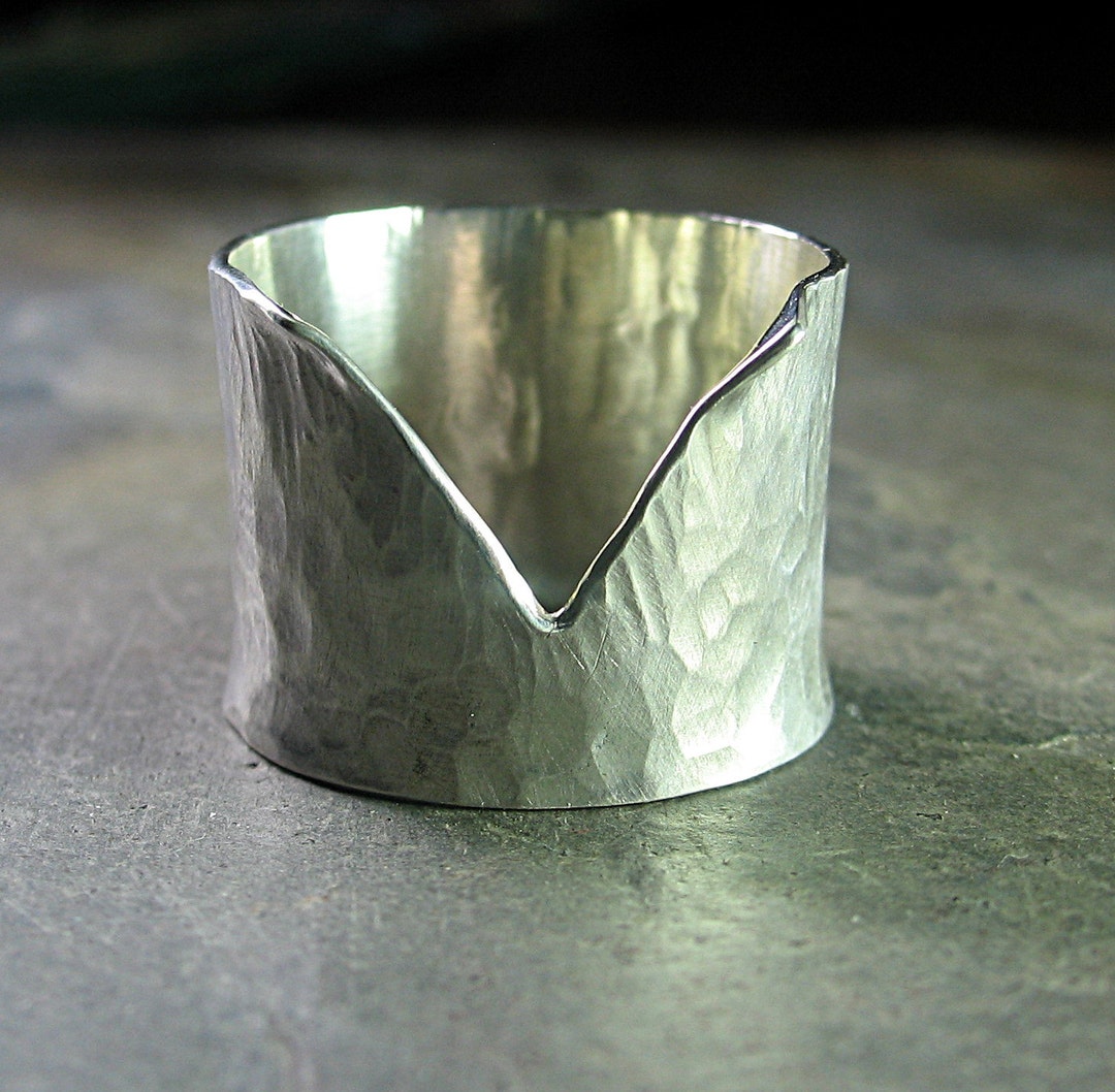 Sterling Silver Ring Wide Band Ring, Minimalist Jewelry, Hammered ...
