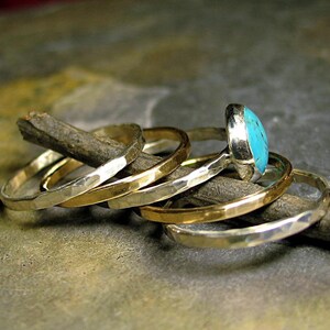 Turquoise Stacking Rings Stackable Rings Gold Silver Mixed - Etsy