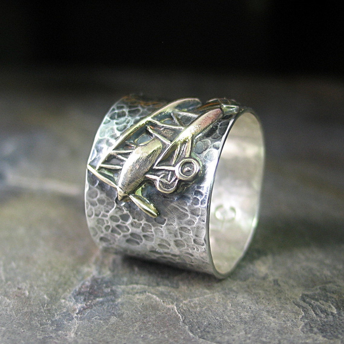 Aviation Ring Pilot Ring Airplane Biplane Sterling Silver | Etsy