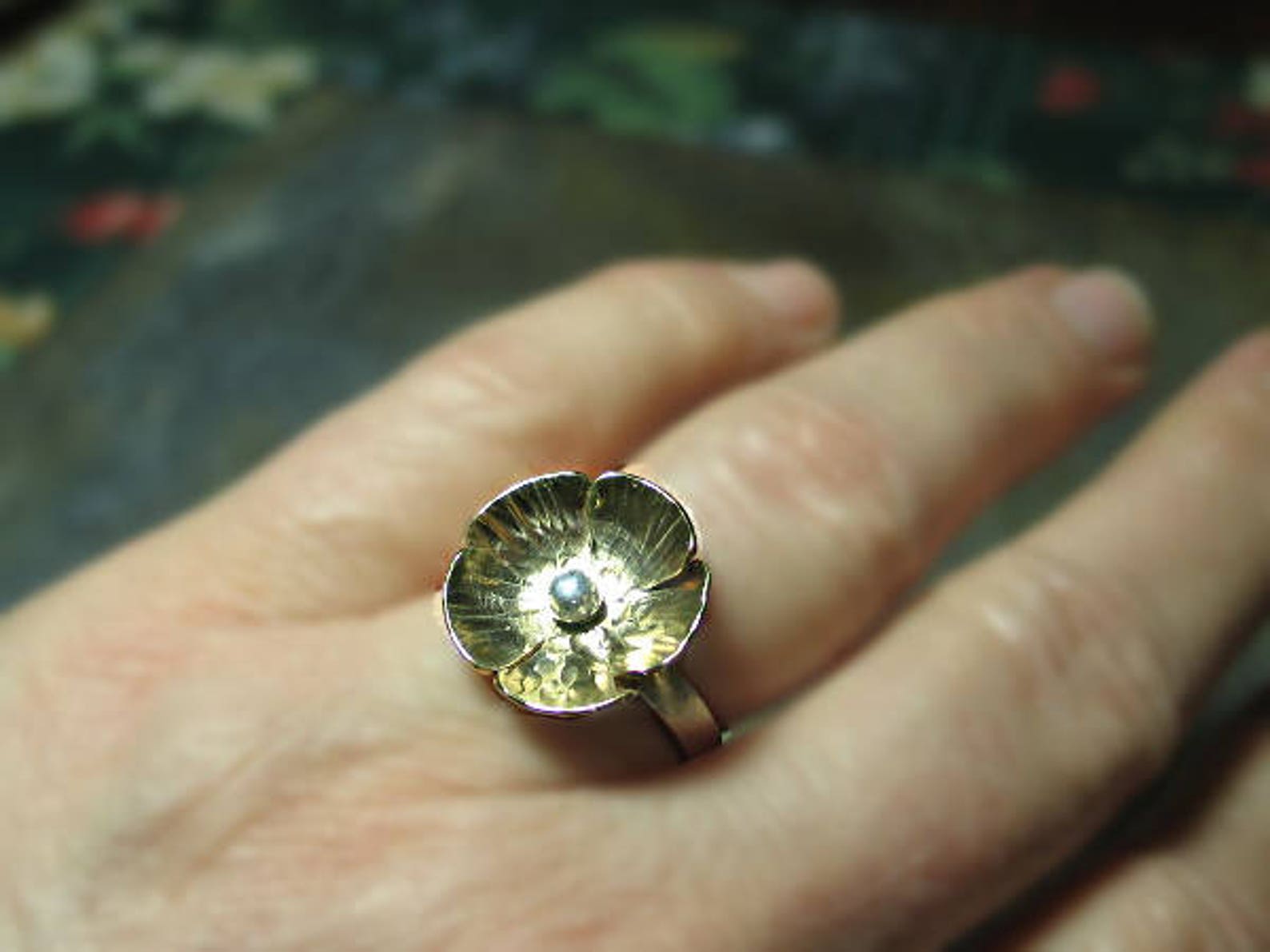 Flower Ring Sterling Silver Poppy Buttercup Nature Garden - Etsy