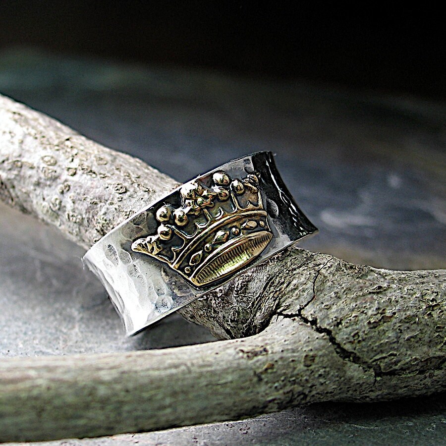 Crown Ring Sterling Silver Gold Brass Rustic Mixed Metal - Queen of ...