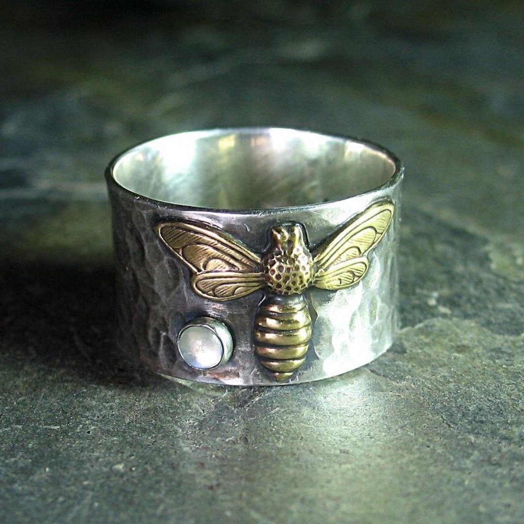 Bee Ring, Honeybee Ring, Beekeeper Jewelry, Bumblebee, Gemstone, Insect ...