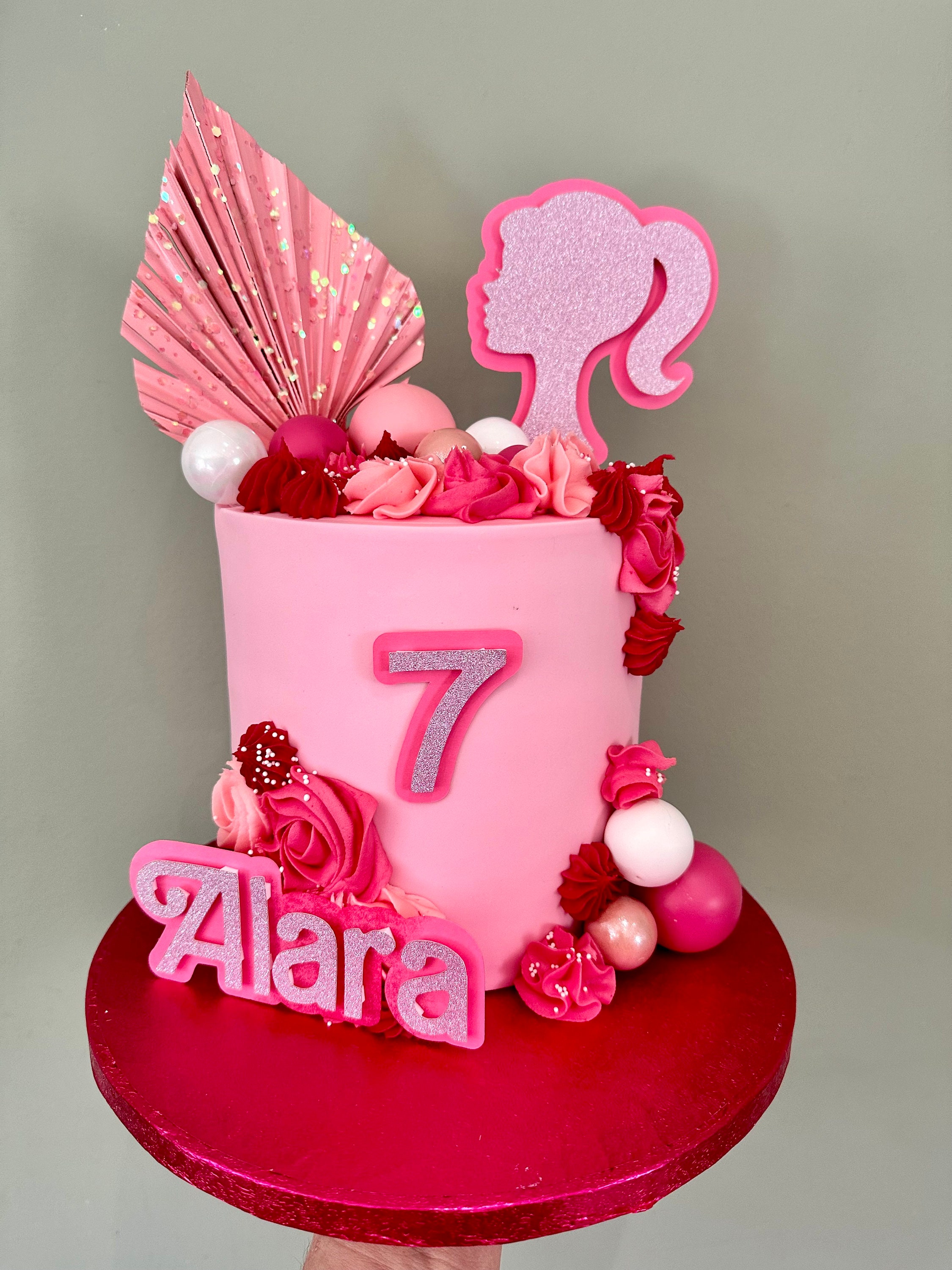Personalised Pink Doll Cake Topper Set - Etsy UK