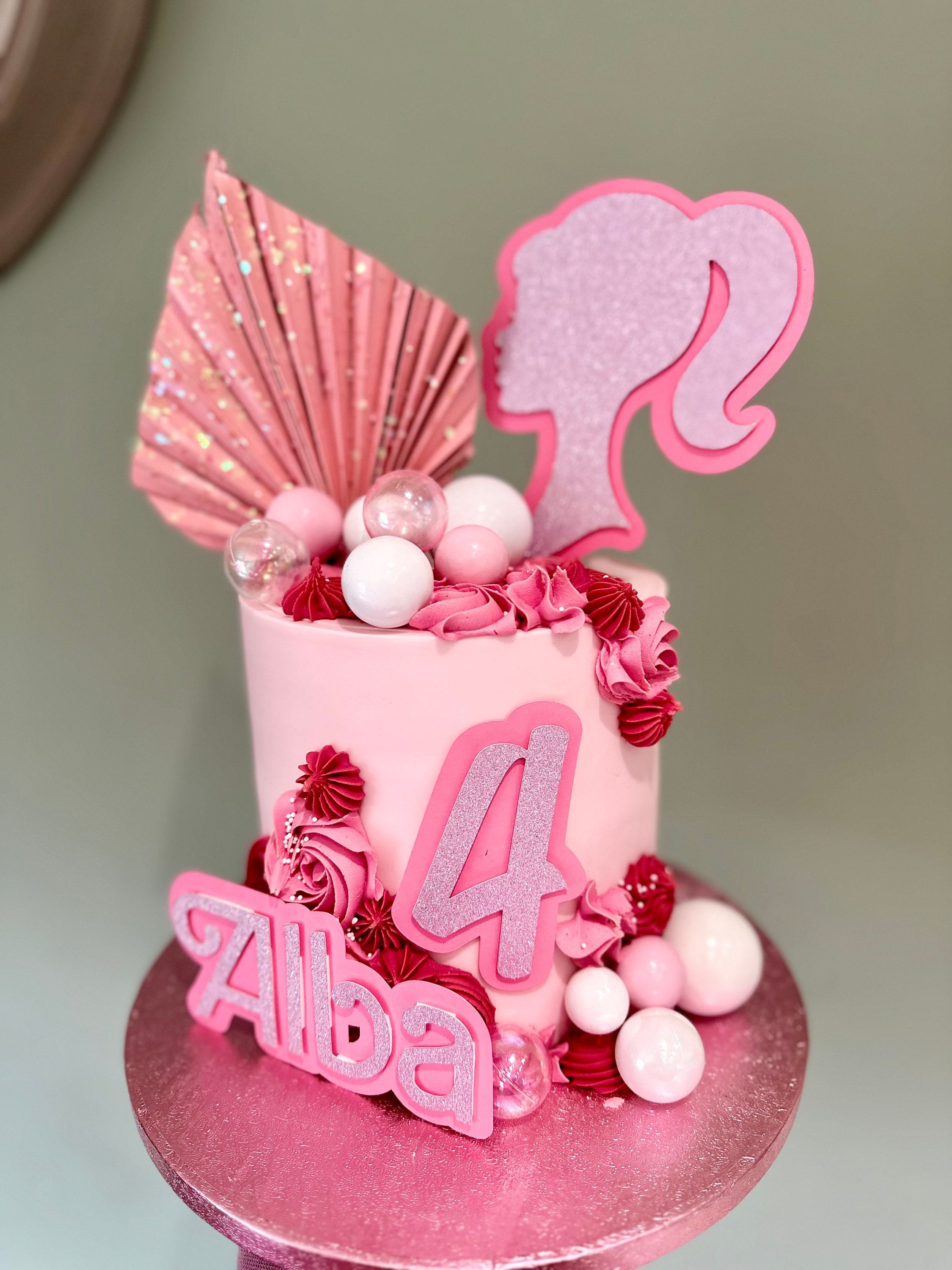 Personalised Pink Doll Cake Topper Set - Etsy UK