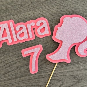 Personalised Pink Doll Cake Topper Set - Etsy UK