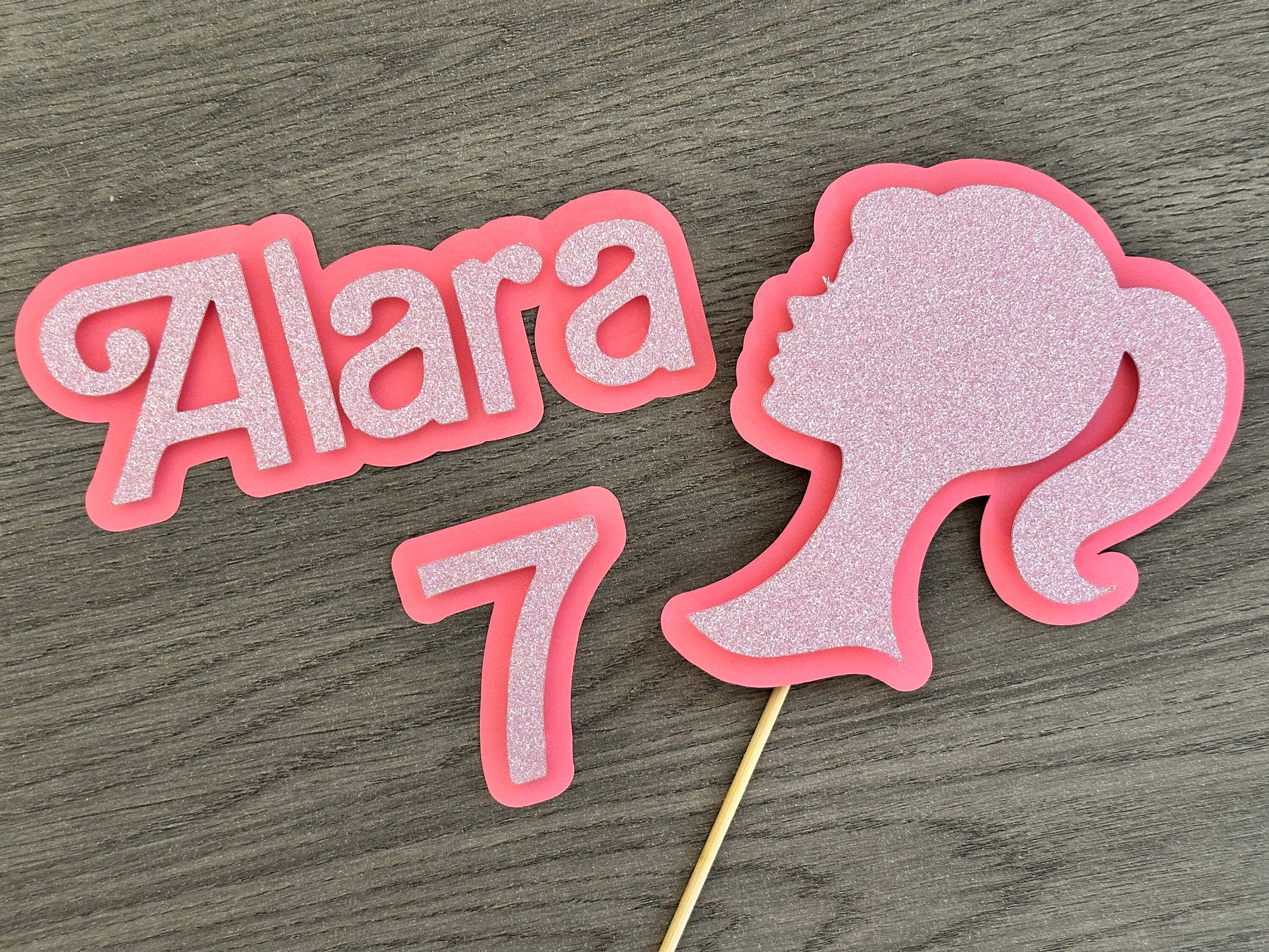Personalised Pink Doll Cake Topper Set - Etsy UK