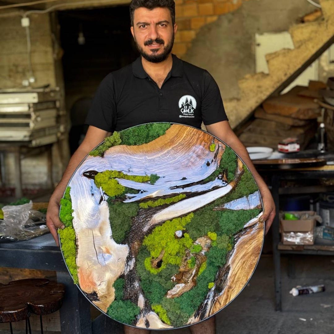 Metal Frame Moss Wall Decor, Custom Made Moss Wood Wall Art, Olive Wood ...